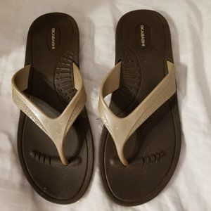 Okabashi | Shoes | Okabashi Gold Flip Flops Sz L 9 | Poshmark